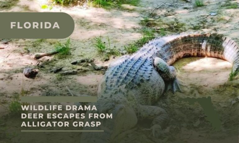 Florida - Wildlife Drama Deer Escapes from Alligator Grasp